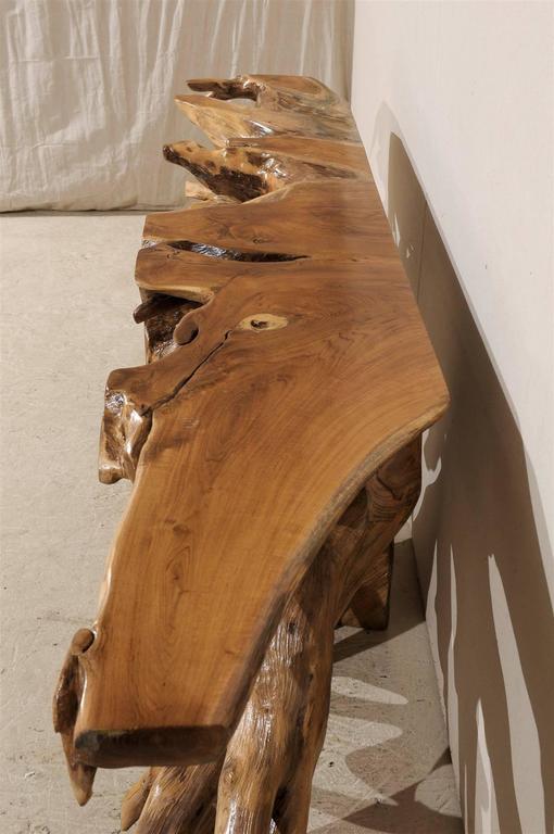 Natural Teak Root Wooden Console Table at 1stDibs