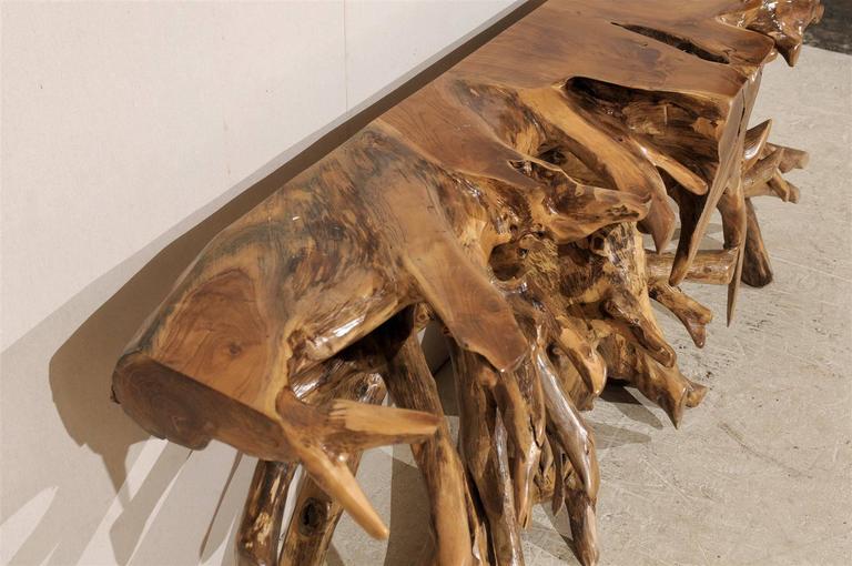 Natural Teak Root Wooden Console Table at 1stDibs