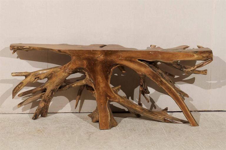 Natural Teak Root Wooden Console Table at 1stDibs