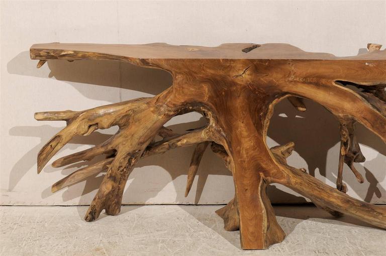 Natural Teak Root Wooden Console Table at 1stDibs