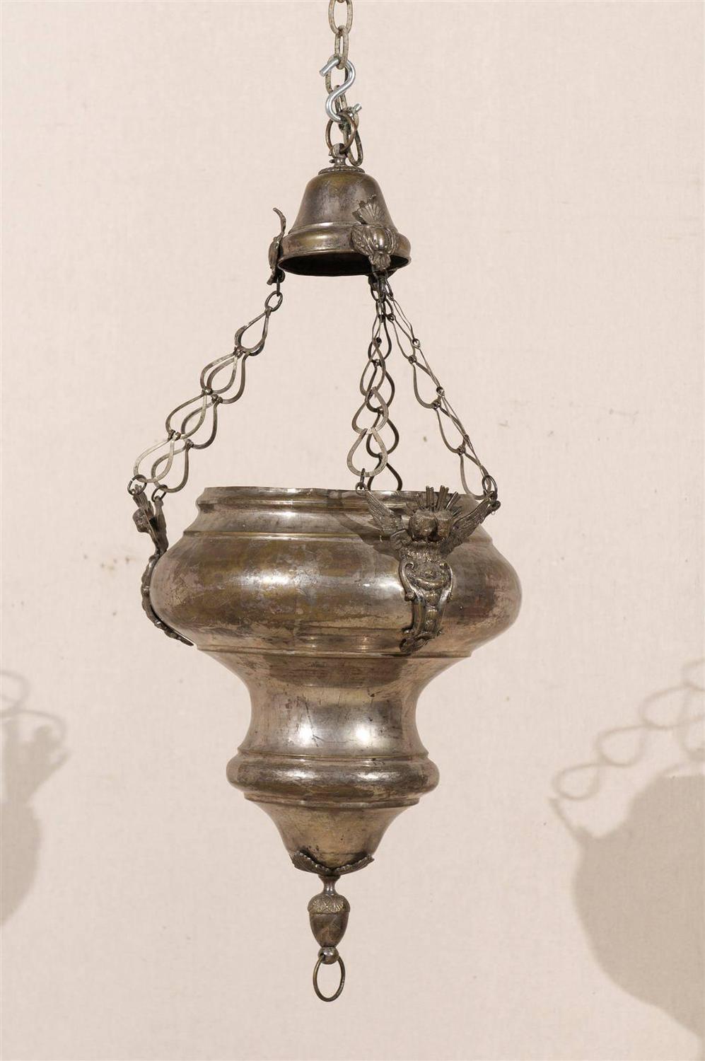 European 19th Century Nickel over Brass Hanging Church Lantern For Sale ...