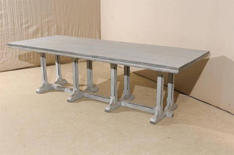 Large European Grey Painted Wood Rectangular Dining Table at 1stDibs ...