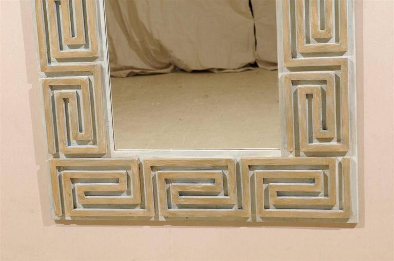 A Large Greek Key Painted Wood Mirror in Neutral Tan, Beige and Cream ...