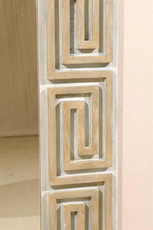 A Large Greek Key Painted Wood Mirror in Neutral Tan, Beige and Cream ...