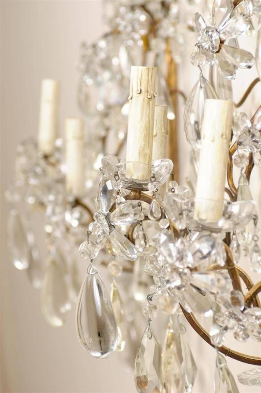 Pair of Italian Five-Light Crystal Mid Century Sconces at 1stdibs