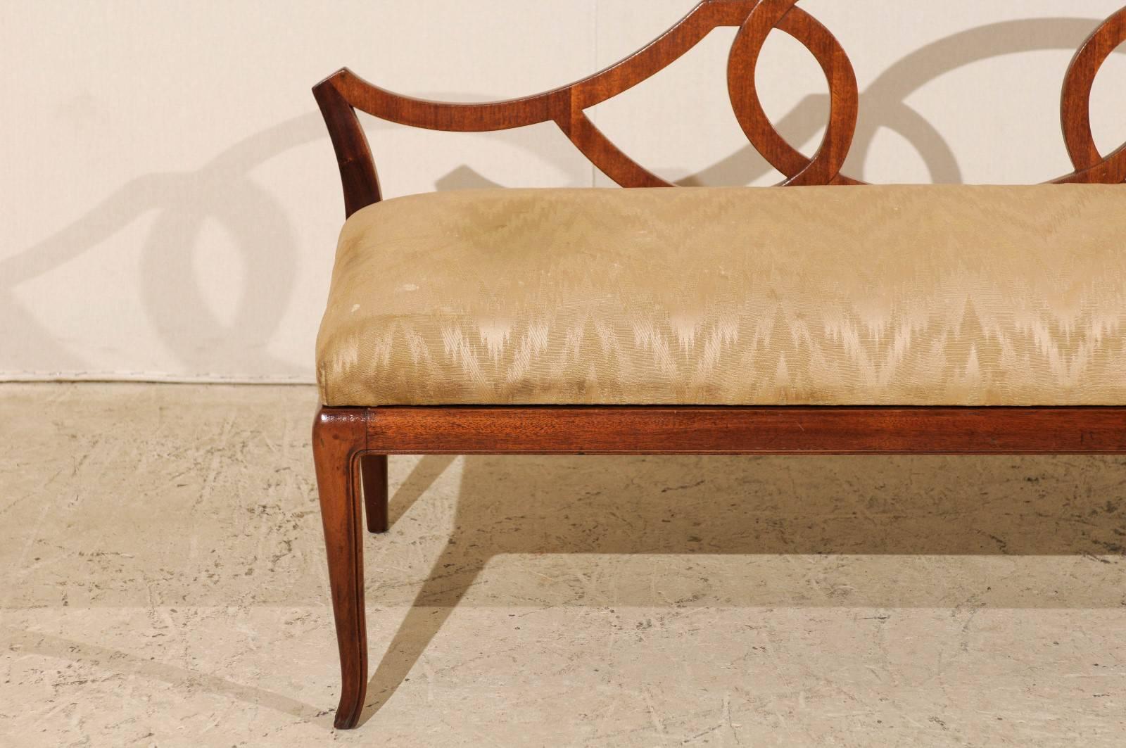 Italian Vintage Low Back Bench with Upholstered Seat at 1stDibs | low ...
