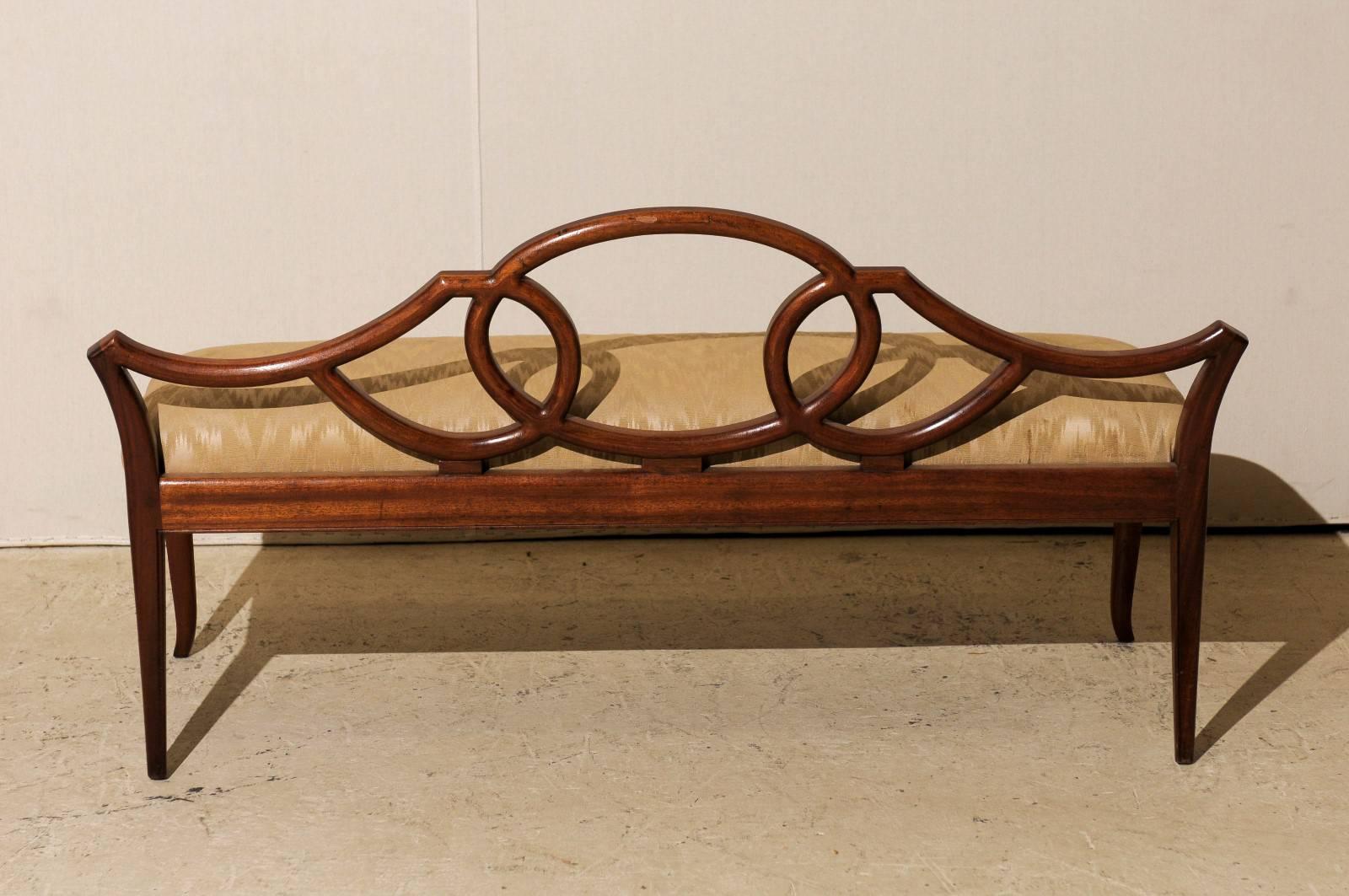 Italian Vintage Low Back Bench with Upholstered Seat at 1stDibs | low ...