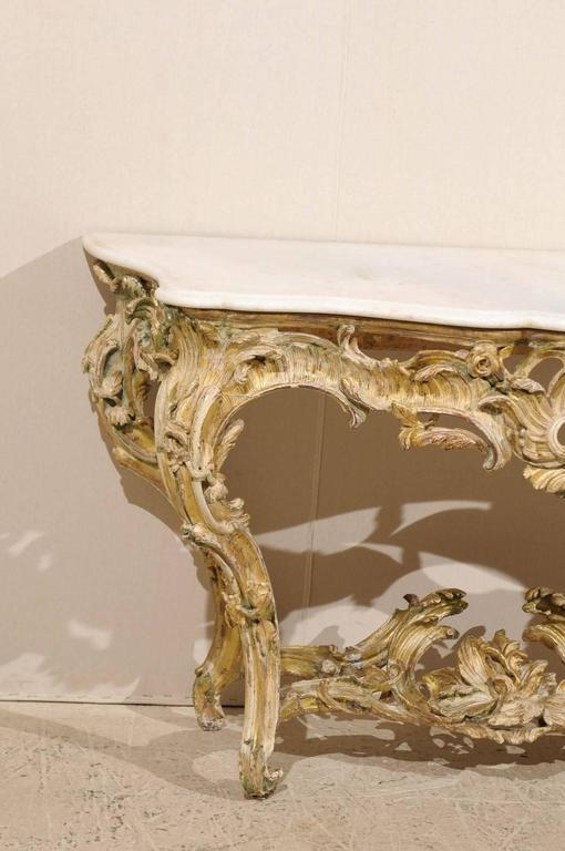 18th C. French Elaborate Rocaille Carved and Gilt-Wood Console Table w ...