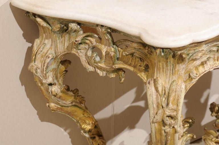 18th C. French Elaborate Rocaille Carved and Gilt-Wood Console Table w ...