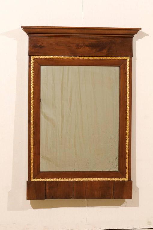 Baltic Rectangular Rich Mahogany Colored Stain Wood Mirror with Gold ...