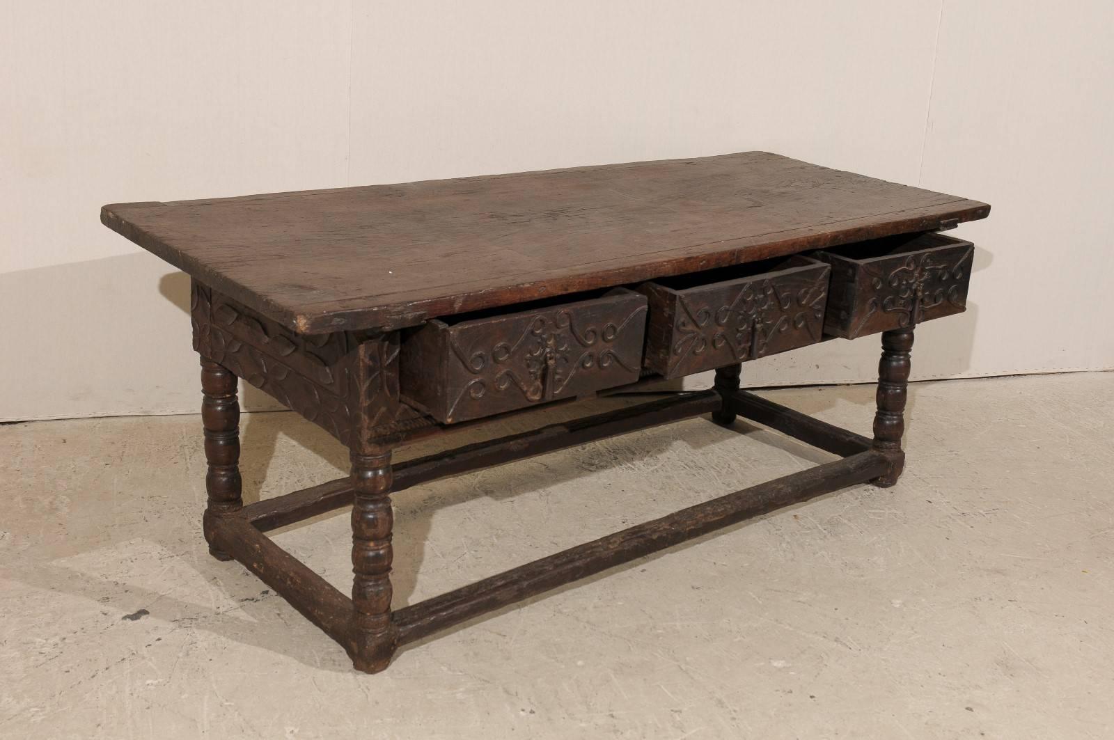 Elegant Spanish Early 18th Century Console/Library Table with Three ...