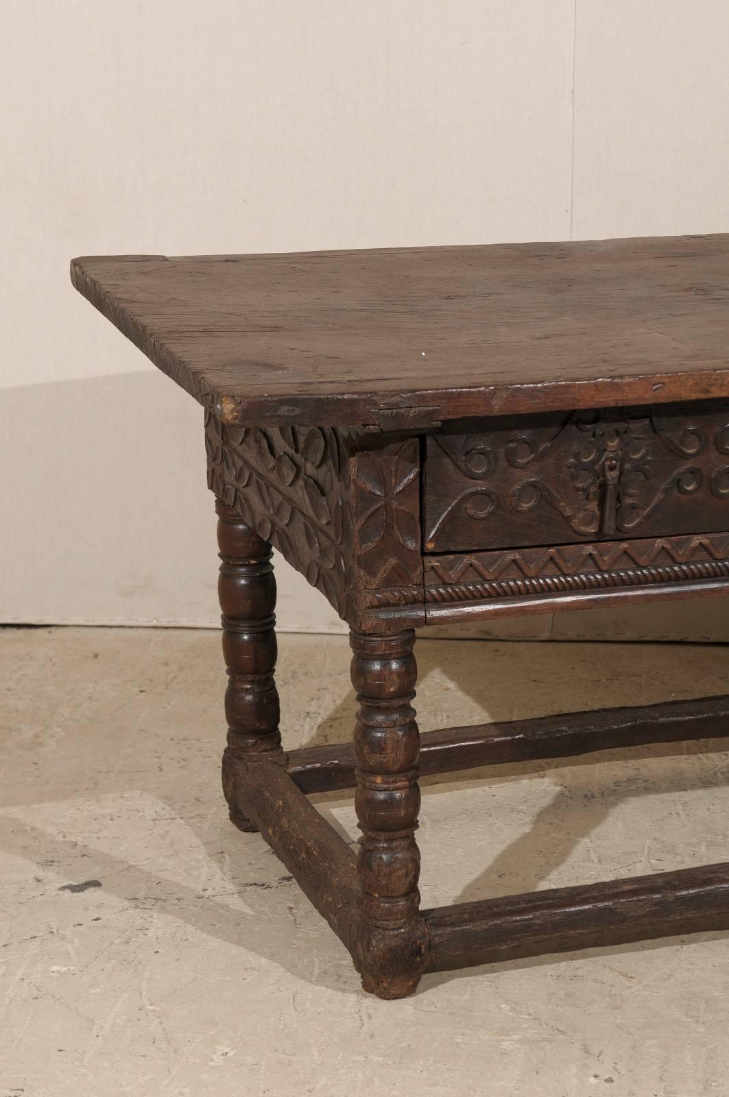 Elegant Spanish Early 18th Century Console/Library Table with Three ...