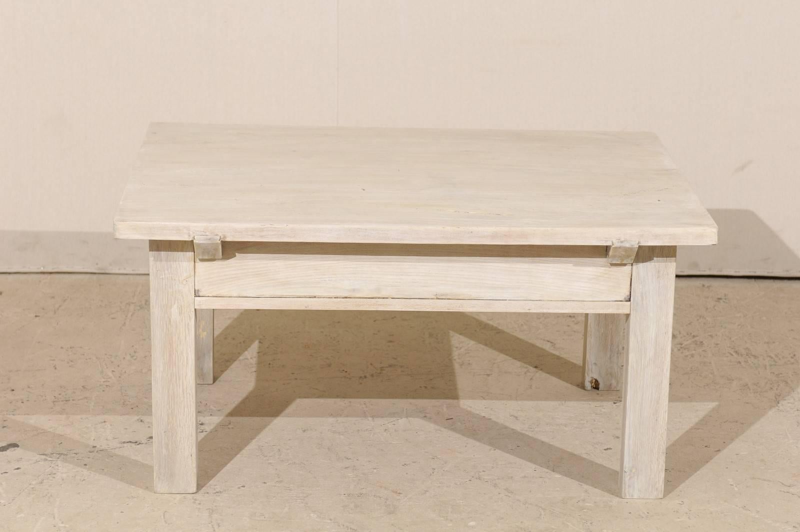 Belgian Cream Color Coffee Table with Single Drawer from the 1920s at ...