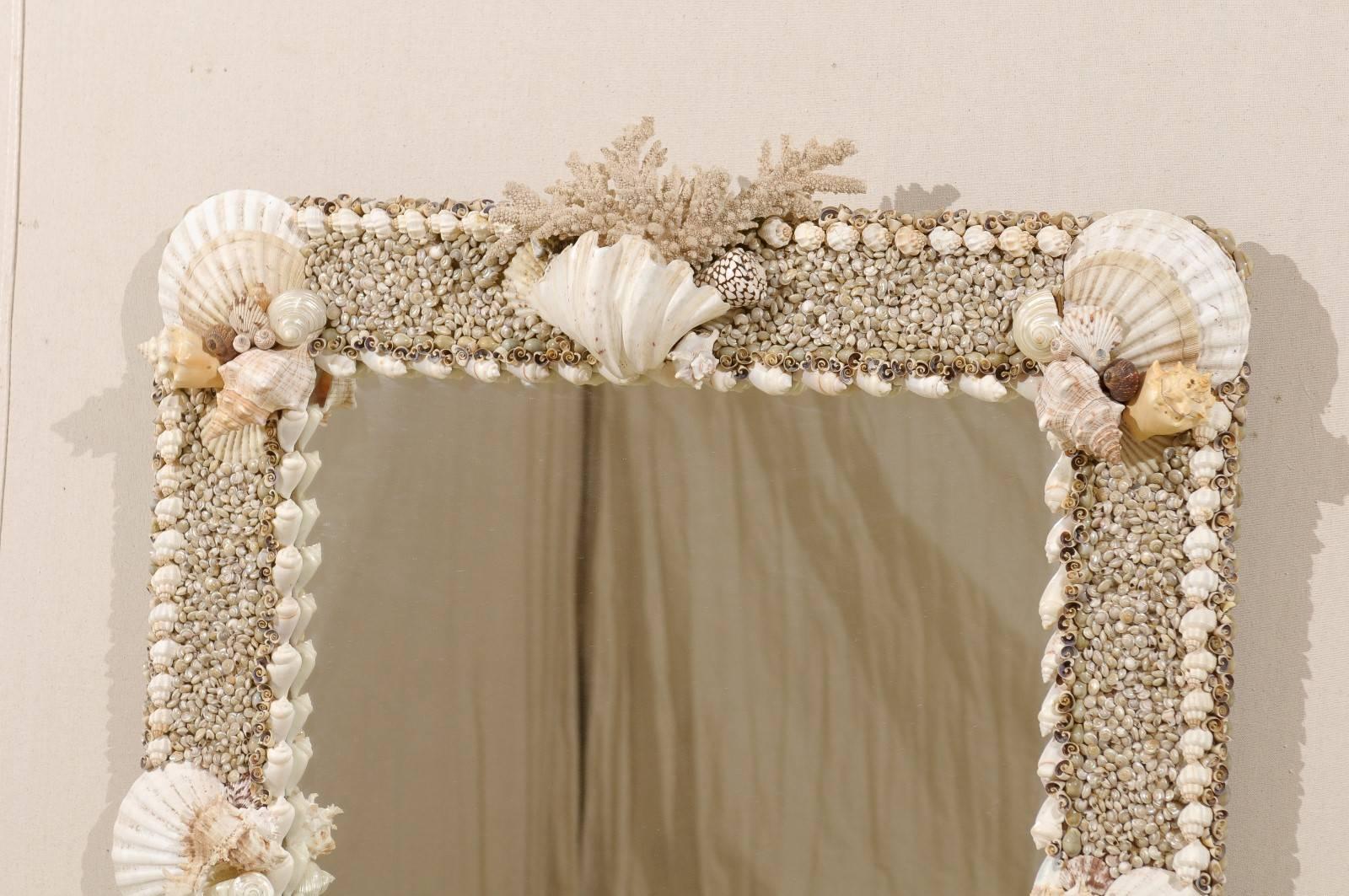 Real Seashell and Coral Oceanic Wall Mirror with Shells from the Indian ...