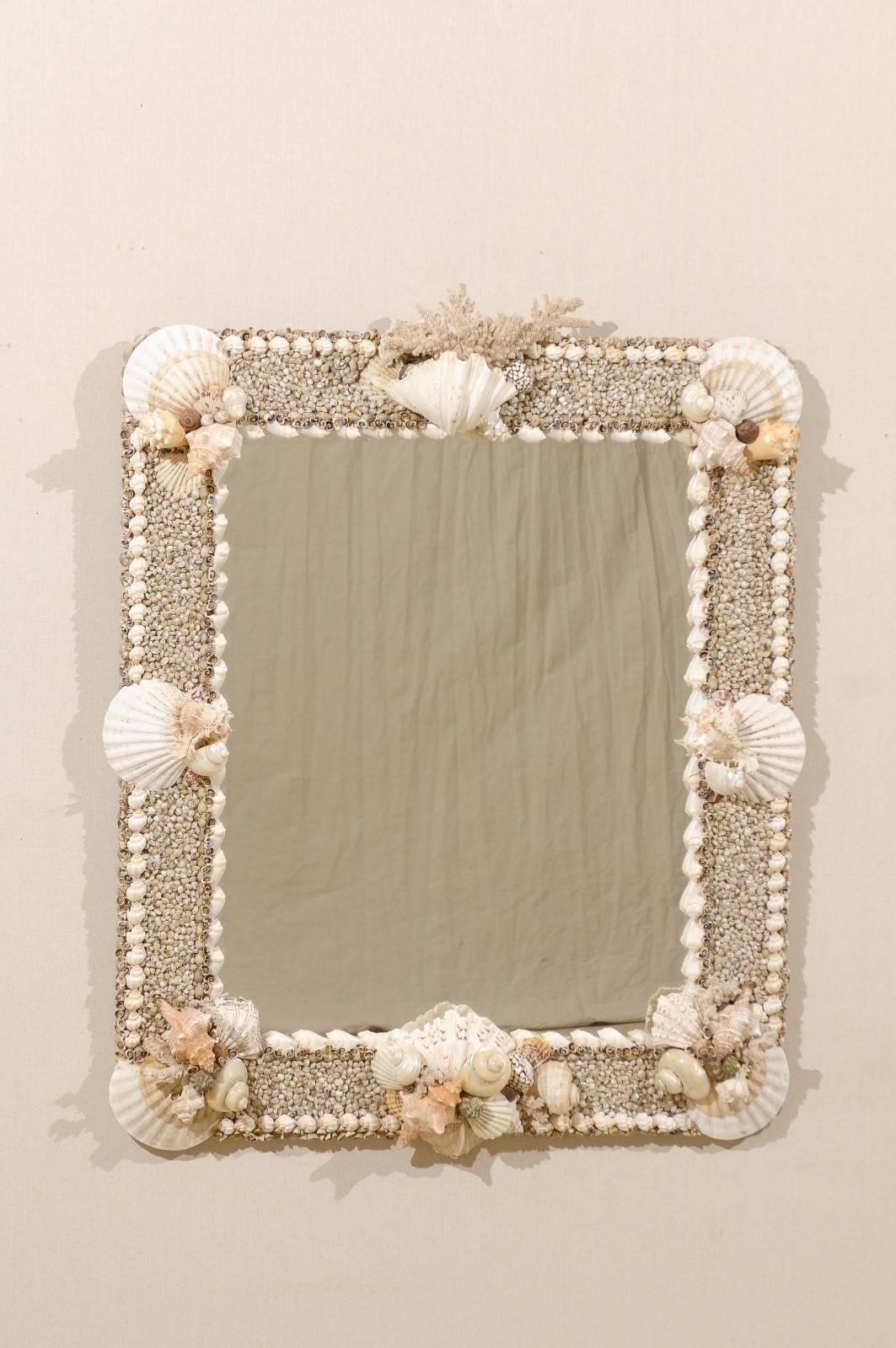 Real Seashell and Coral Oceanic Wall Mirror with Shells from the Indian ...