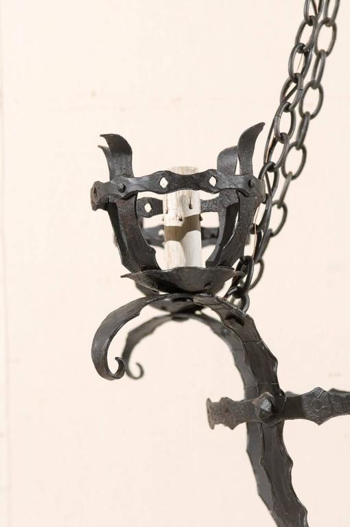 Italian Black Hammered-Iron 4 Light Basket Style Hanging Light Fixture ...