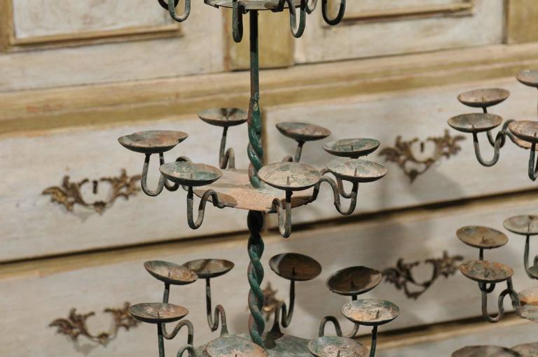 Large Size Spanish 19th Century Iron Candle Trees with Green Color at ...