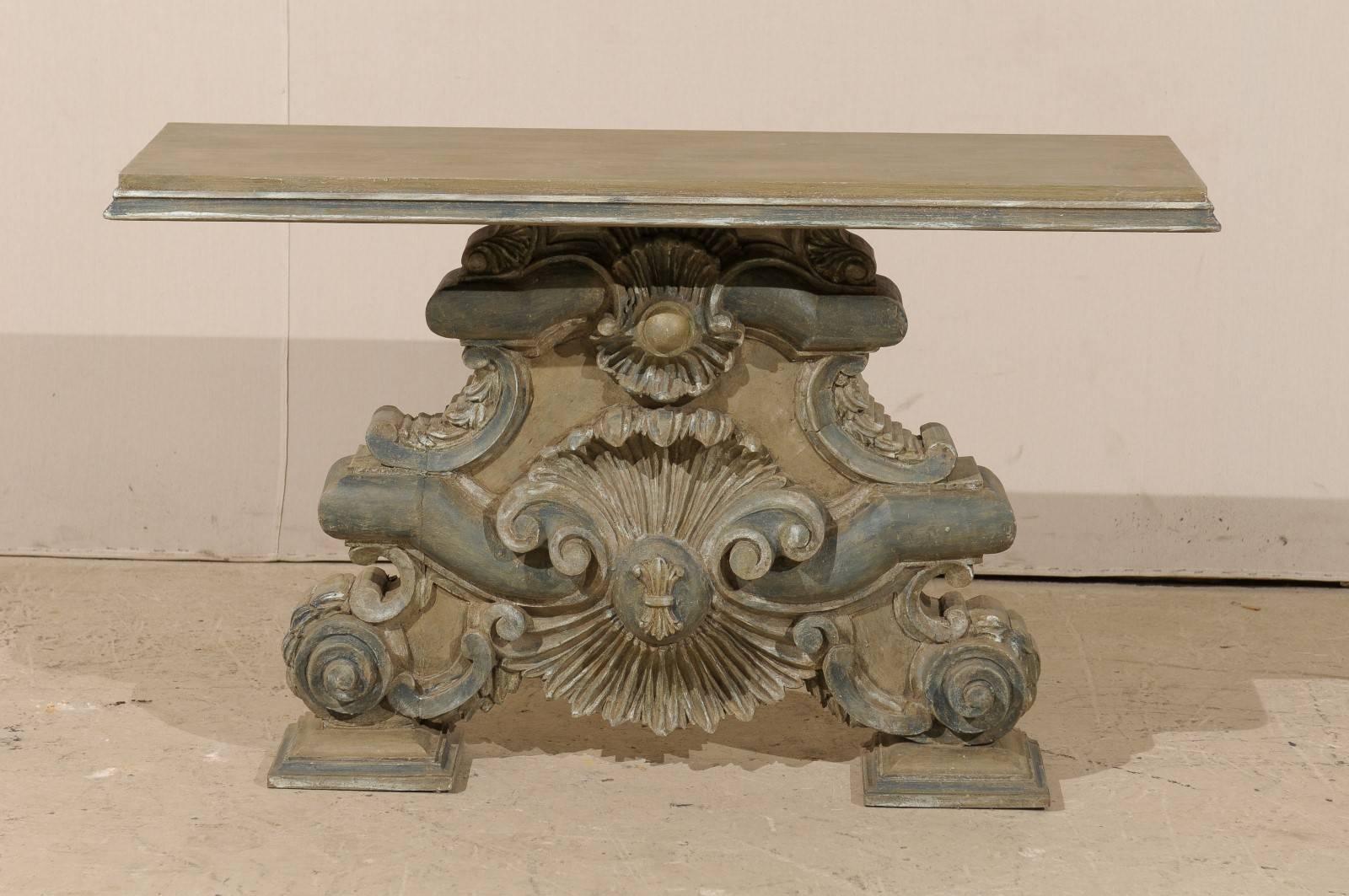 Italian Baroque Style Fragment Console Table, Rectangular Top with ...