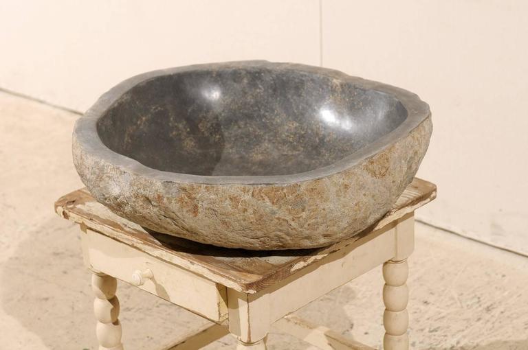 Sink Made from a River Rock / Boulder with Polished Black Interior, Tan ...