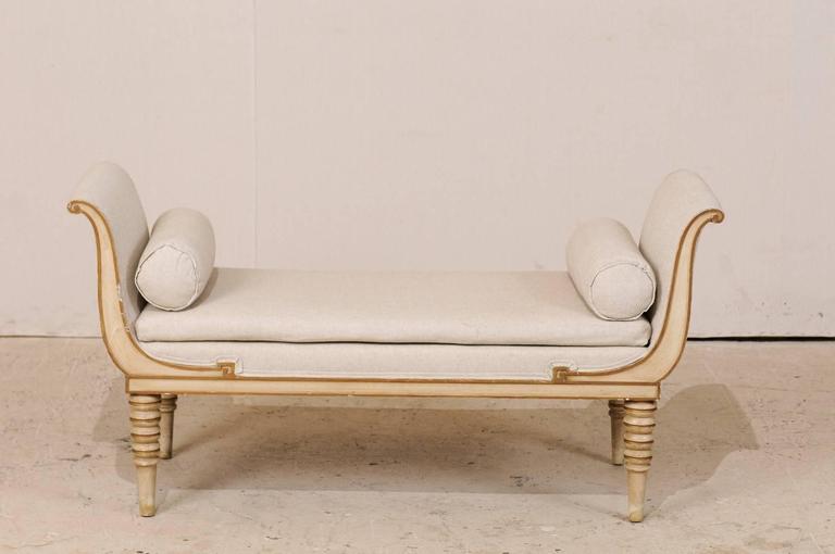 French Récamier Style Daybed, Sofa or Bench with Bolster Pillows and ...