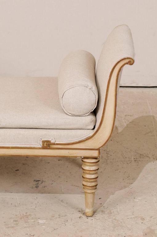 French Récamier Style Daybed, Sofa or Bench with Bolster Pillows and ...