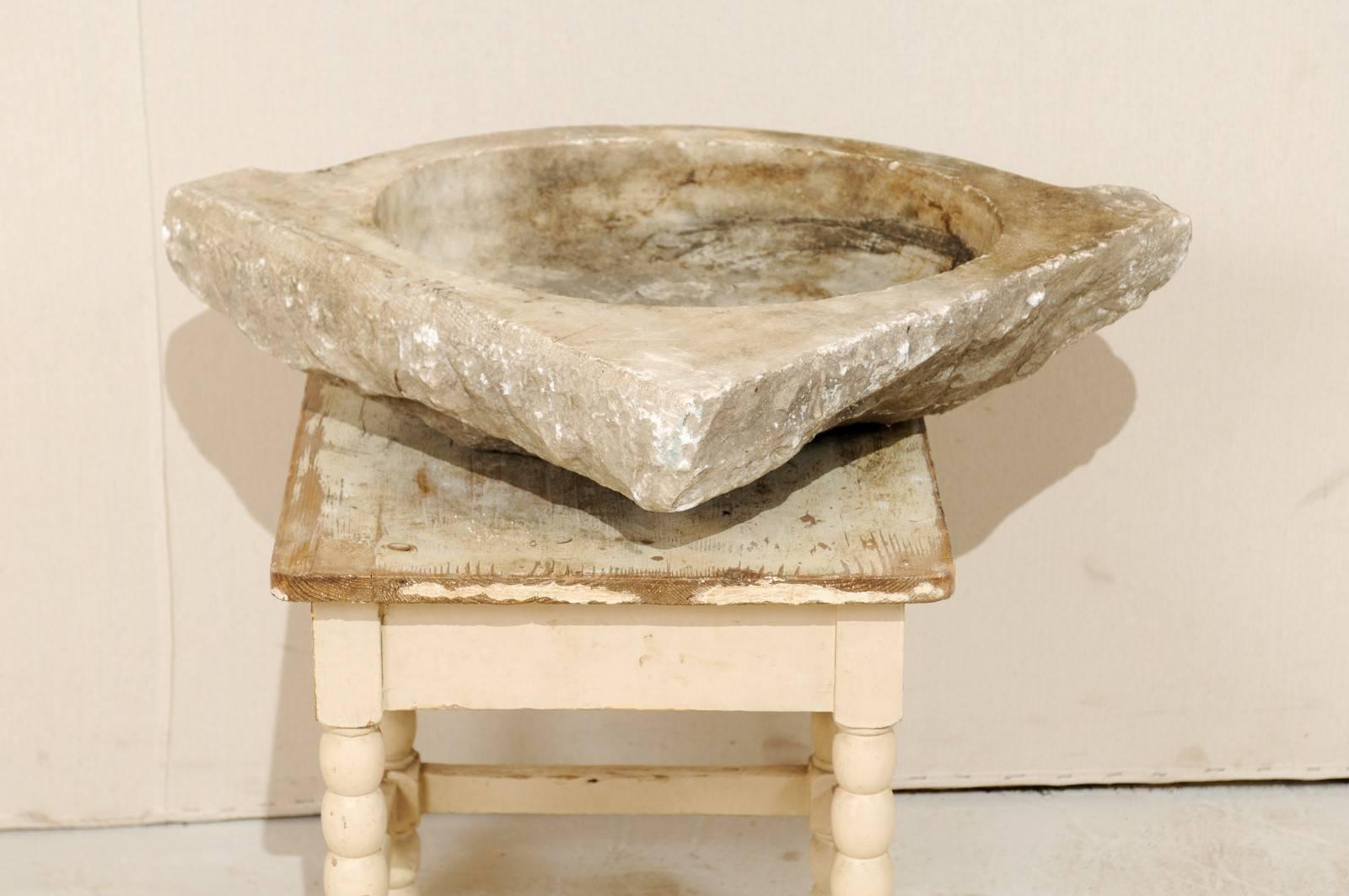 Elegant 19th Century European Solid Marble Corner Sink with Beautiful ...