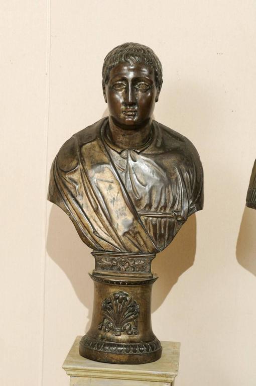 Pair of Italian 19th Century Roman Senator Busts of Repoussé Copper or ...