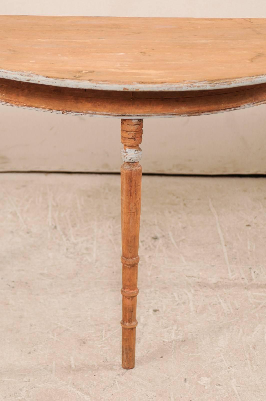 Pair of 19th Century Demilune Tables of Painted Wood in Warm Sunset ...