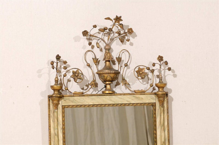 Italian Wall Mirror with Faux Marble Frame and Decorative Floral ...