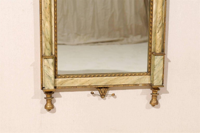 Italian Wall Mirror with Faux Marble Frame and Decorative Floral ...