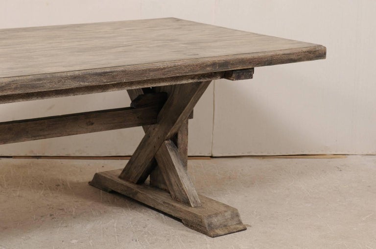 Unique Long X-Frame Dining Table of Bleached Teak Wood with Rich ...