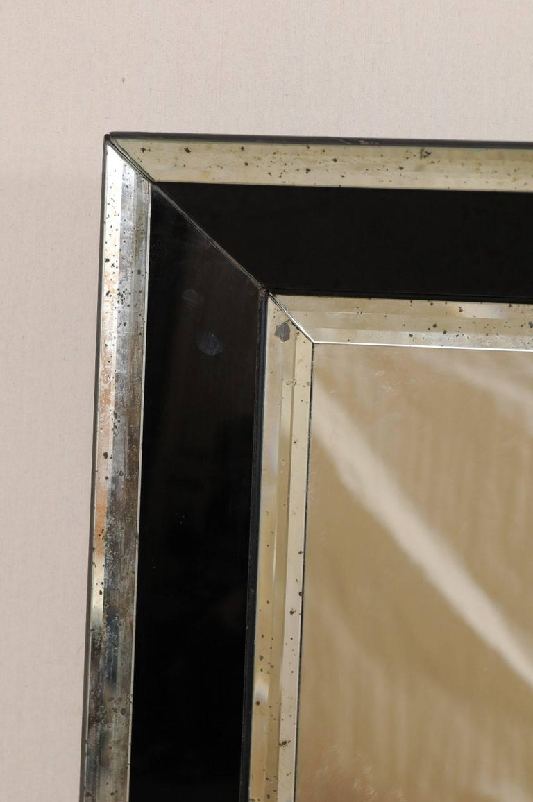 5.75 Ft Tall Rectangular Mirror Accentuated w/ Black and Antiqued Glass ...