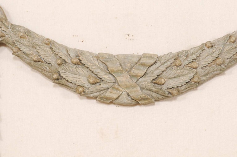 Painted and Carved Vintage Wood Swag Architectural Wall Ornament at 1stDibs