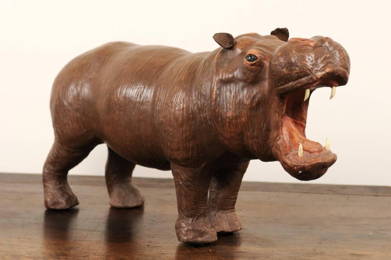 European Leather Hippopotamus, Early 20th Century, Modeled from Old ...