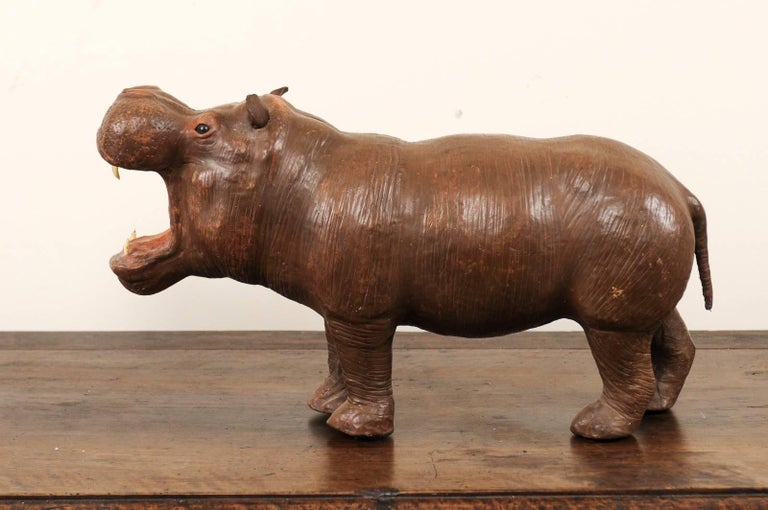 European Leather Hippopotamus, Early 20th Century, Modeled from Old ...