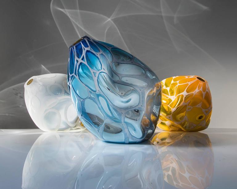 Unique Dented Murrine Vessel in Handblown Glass by Jeff Zimmerman, 2015 ...