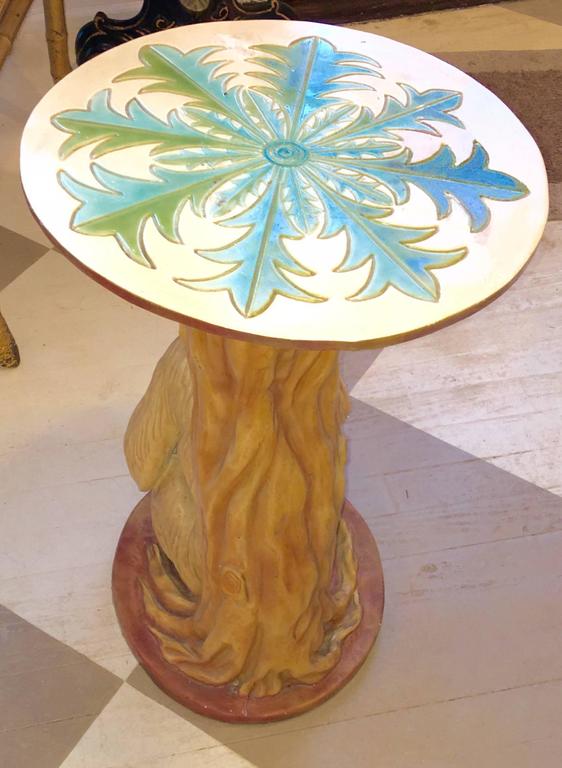 American Mid-Century Modern Hand-Painted Porcelain Monkey Garden Table ...
