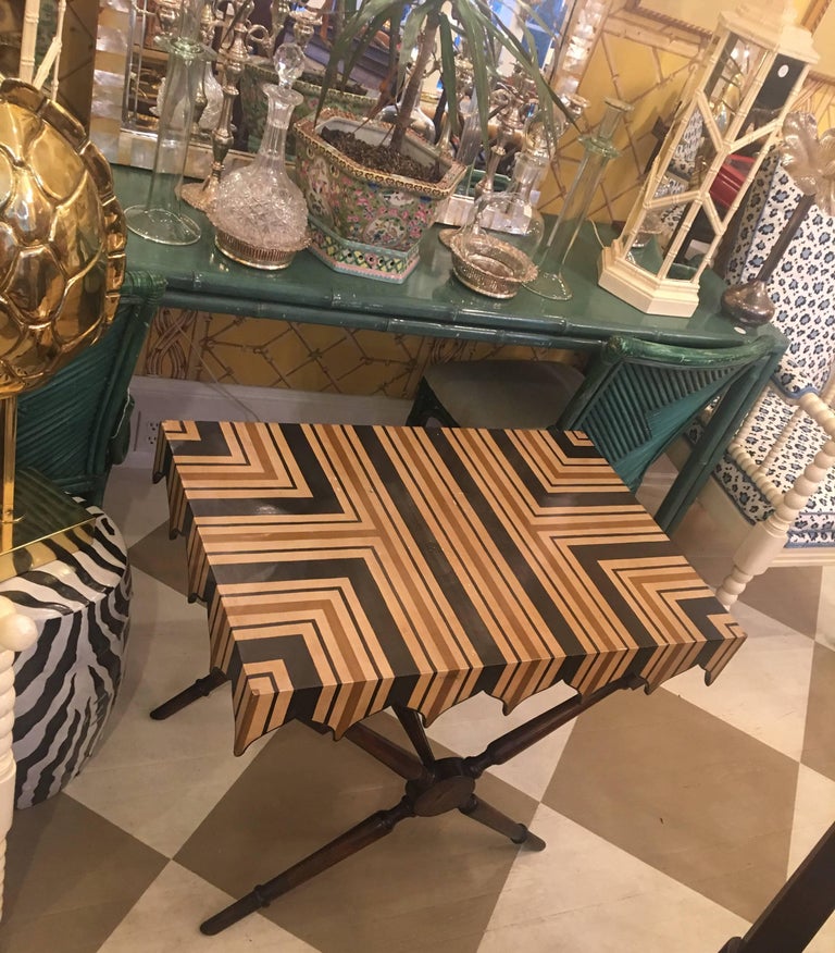 Midcentury American Stripped Painted Table For Sale at 1stDibs