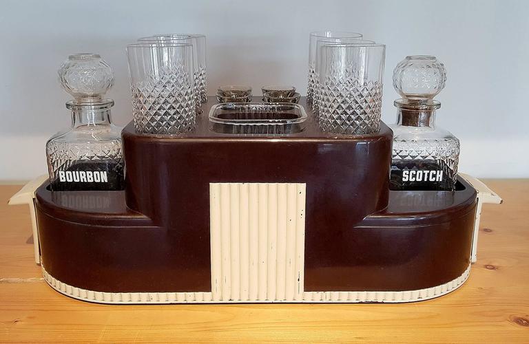 Art Deco Desk-Top Whiskey Bar Set at 1stDibs
