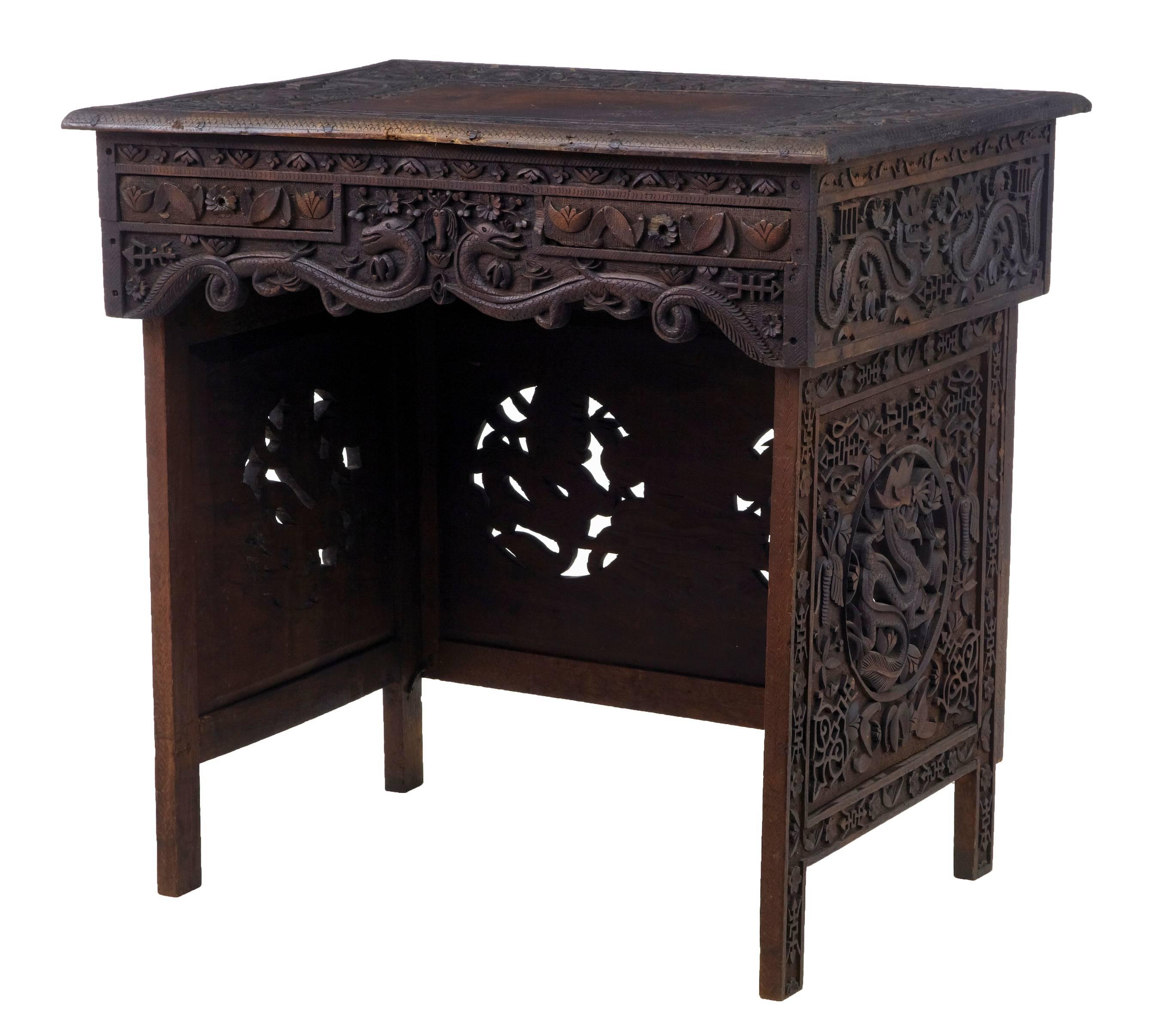 19th Century Chinese Hardwood Folding Traveling Desk Table at 1stDibs