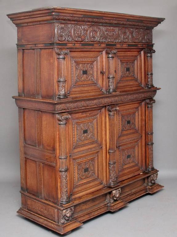 18th Century Carved Flemish Oak Cupboard at 1stDibs