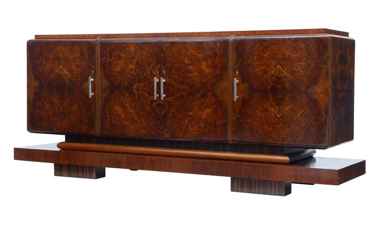 1920s Art Deco Walnut and Birch Large Sideboard at 1stDibs