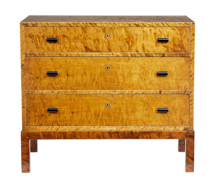 Mid-20th Century Scandinavian Birch Chest of Drawers at 1stDibs