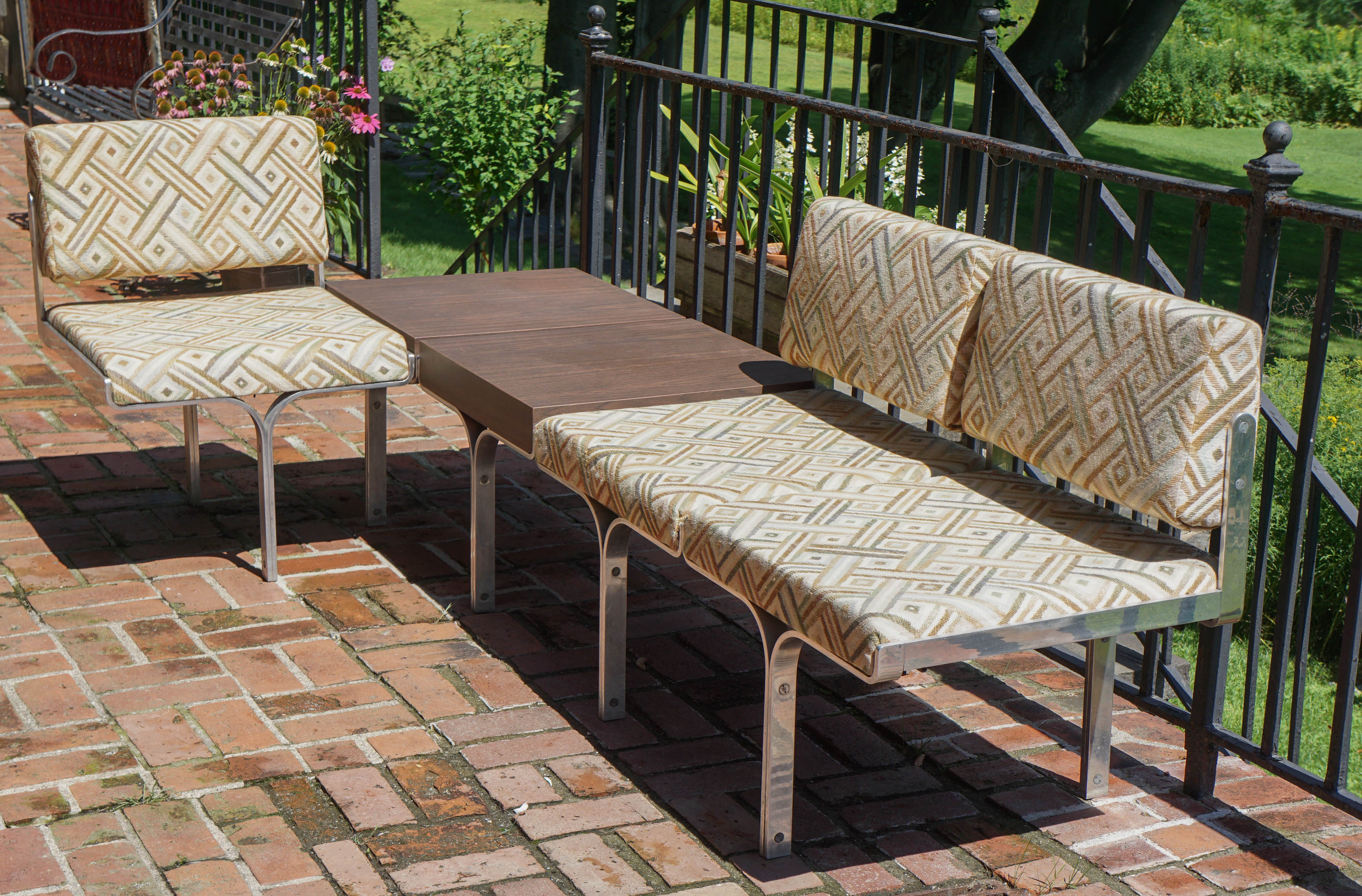 Mid Century modern John Behringer Aluminum Link Bench for J&G at 1stDibs