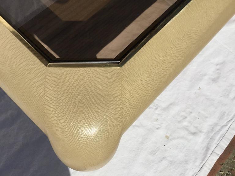 Signed Karl Springer Python Skin Coffee Table For Sale at 1stDibs