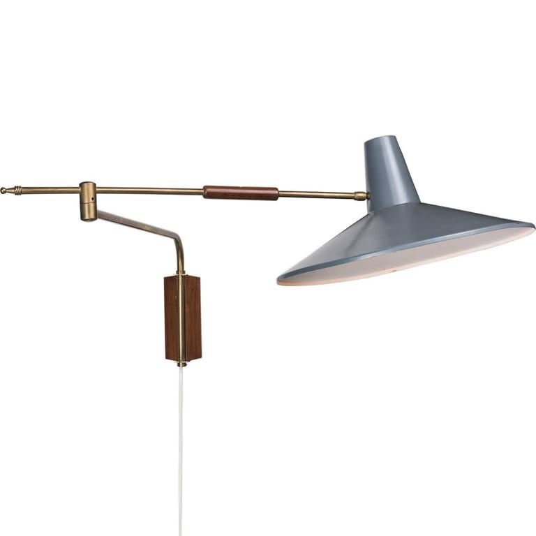 Brass and painted Metal Swing Arm Lamp, circa 1960 at 1stDibs