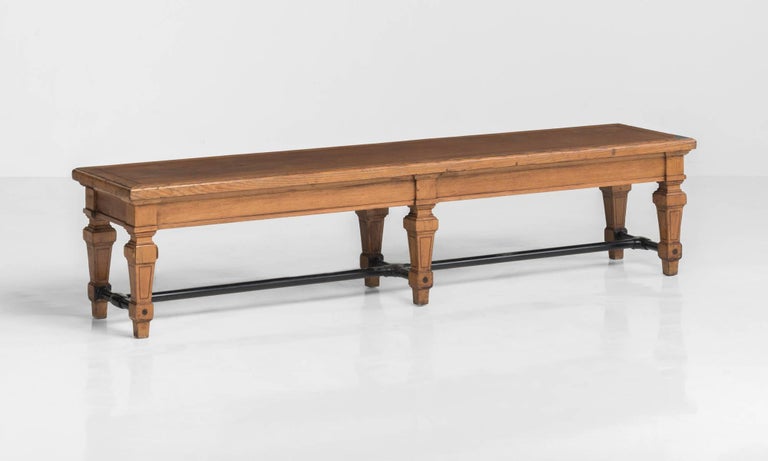 Banque de France Oak Bench, France, circa 1925 at 1stDibs