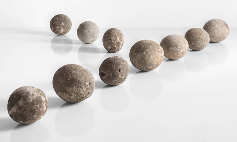 Collection of 12 Limestone Balls, circa 1840 at 1stDibs