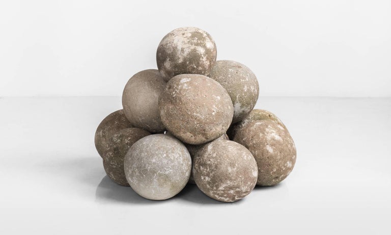Collection of 12 Limestone Balls, circa 1840 at 1stDibs