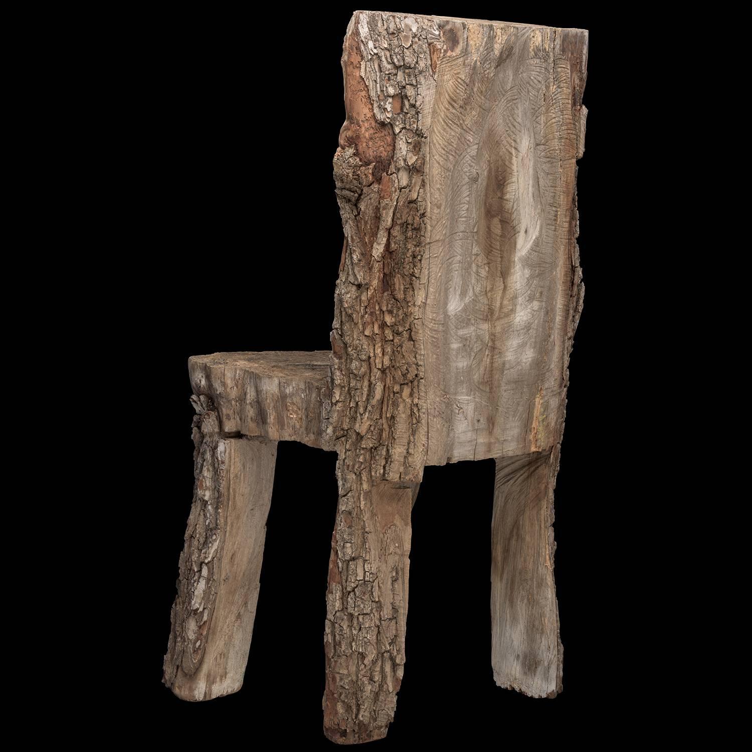 Primitive Wooden Hall Chair For Sale at 1stdibs